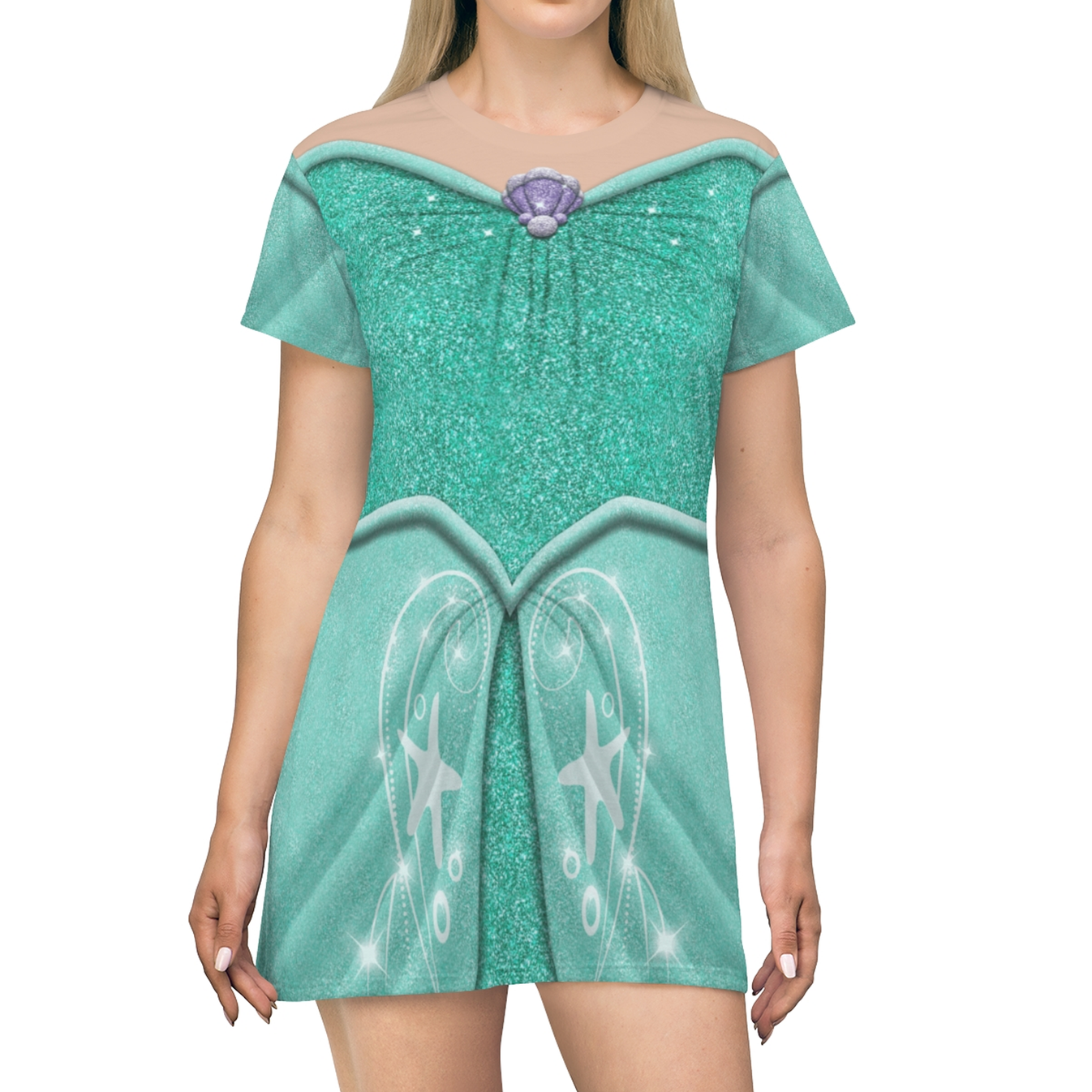 Ariel Green Short Sleeve Dress, The Little Mermaid Evening Costume ...